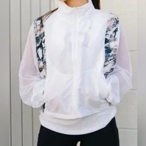 ZYIA | Jackets & Coats | Zyia Active White Marble Mesh Jacket | Poshmark